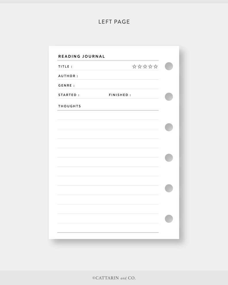 Pocket, Reading Journal, Log Printable Set | Book Review, List | Simple ...