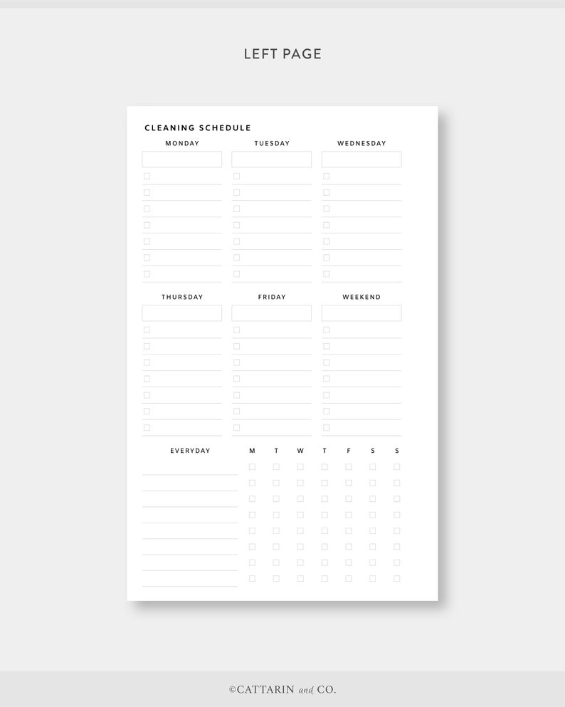 FC Compact Cleaning Schedule Printable Cleaning Checklist - Etsy
