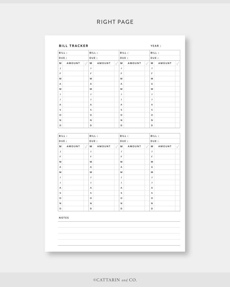 Half Letter Bill Tracker Printable Spending Log Bill - Etsy