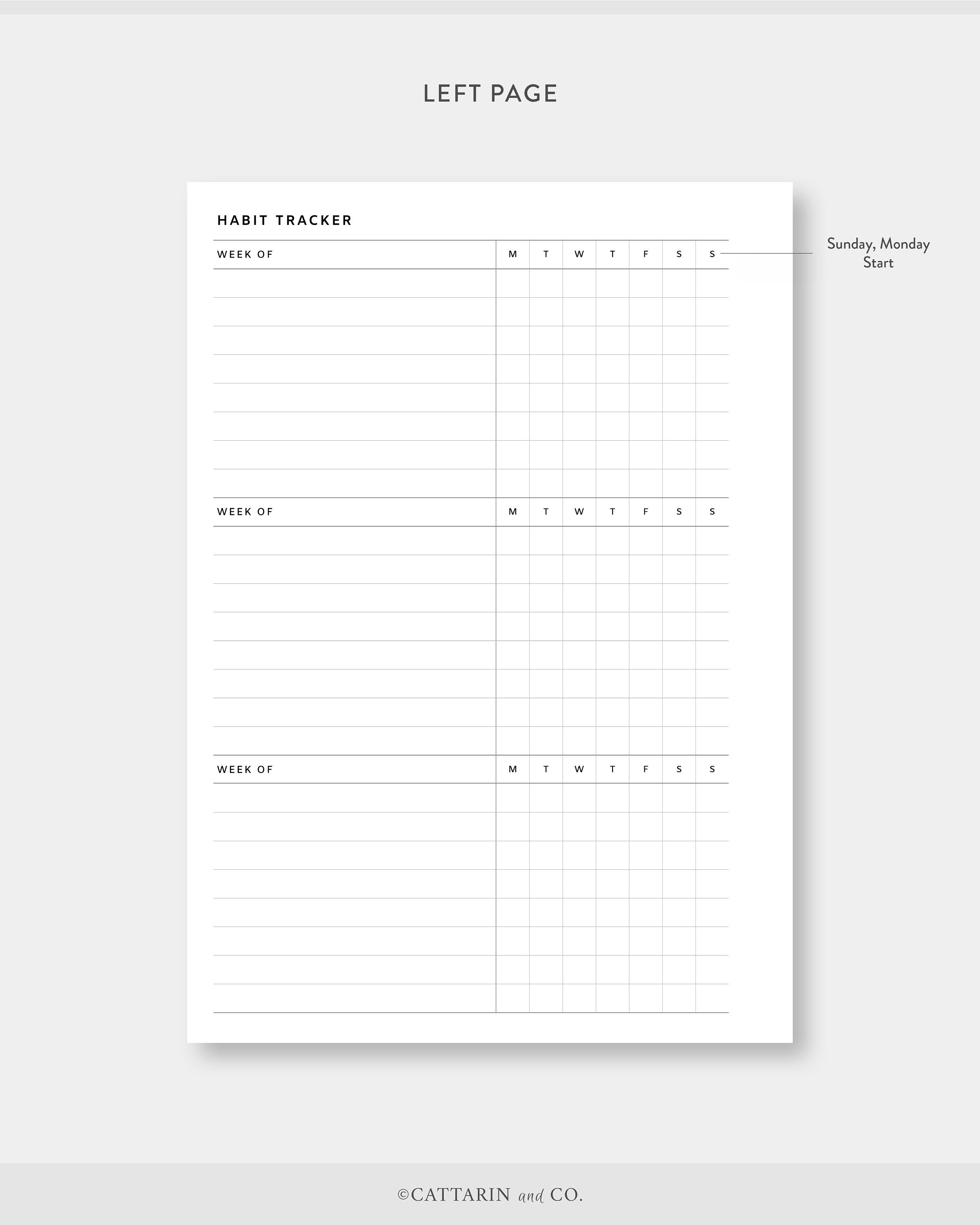 Personal Wide, Weekly Habit Tracker Printable Routin Track Simple ...
