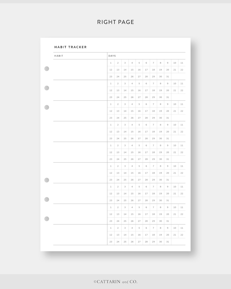 A5, Monthly Habit Tracker Printable | Routin Track | Simple Minimal ...