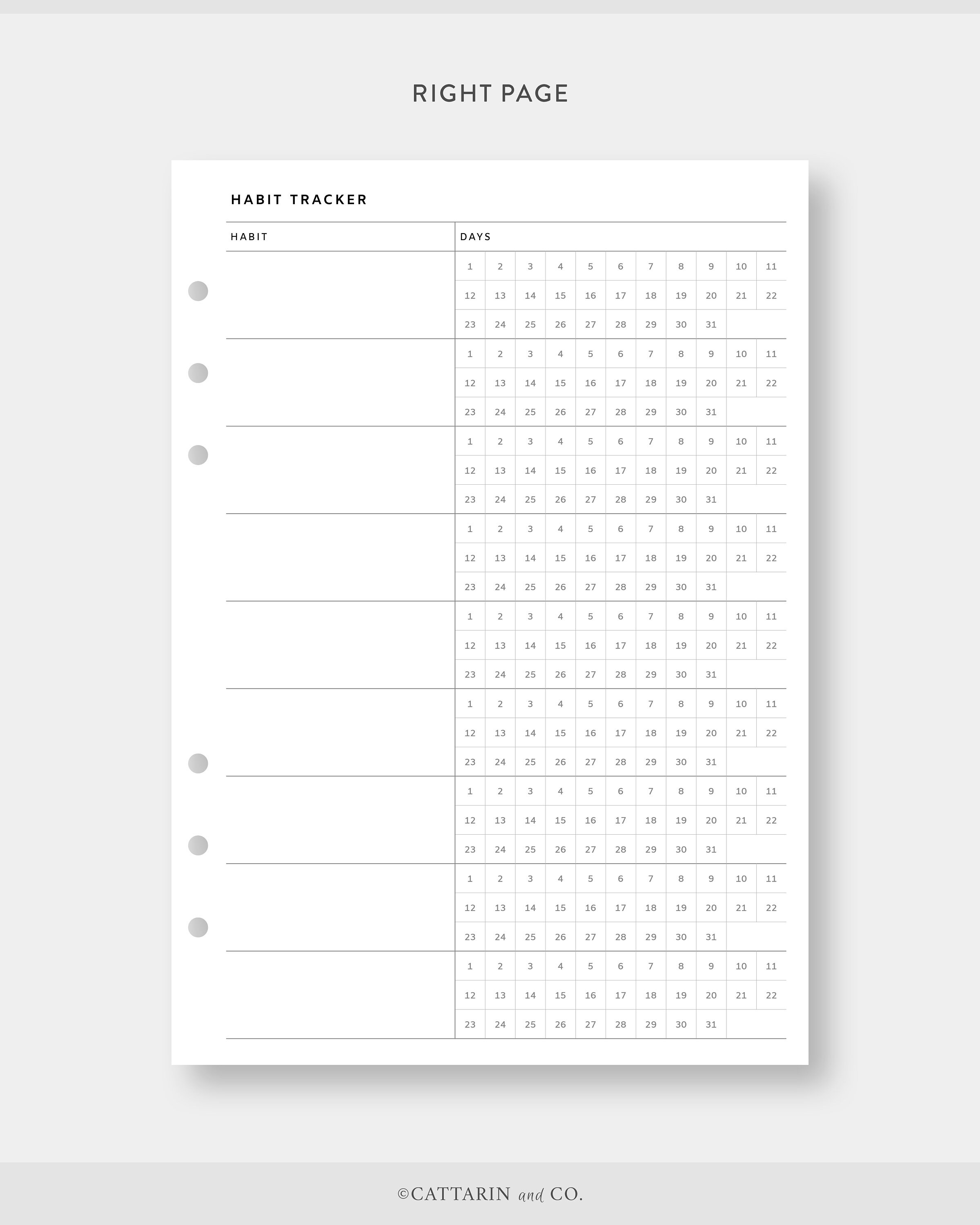 A5, Monthly Habit Tracker Printable | Routin Track | Simple Minimal ...
