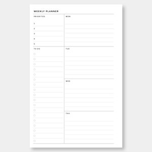 Half Letter, Weekly Planner Printable | Week on Two Pages | Effective ...
