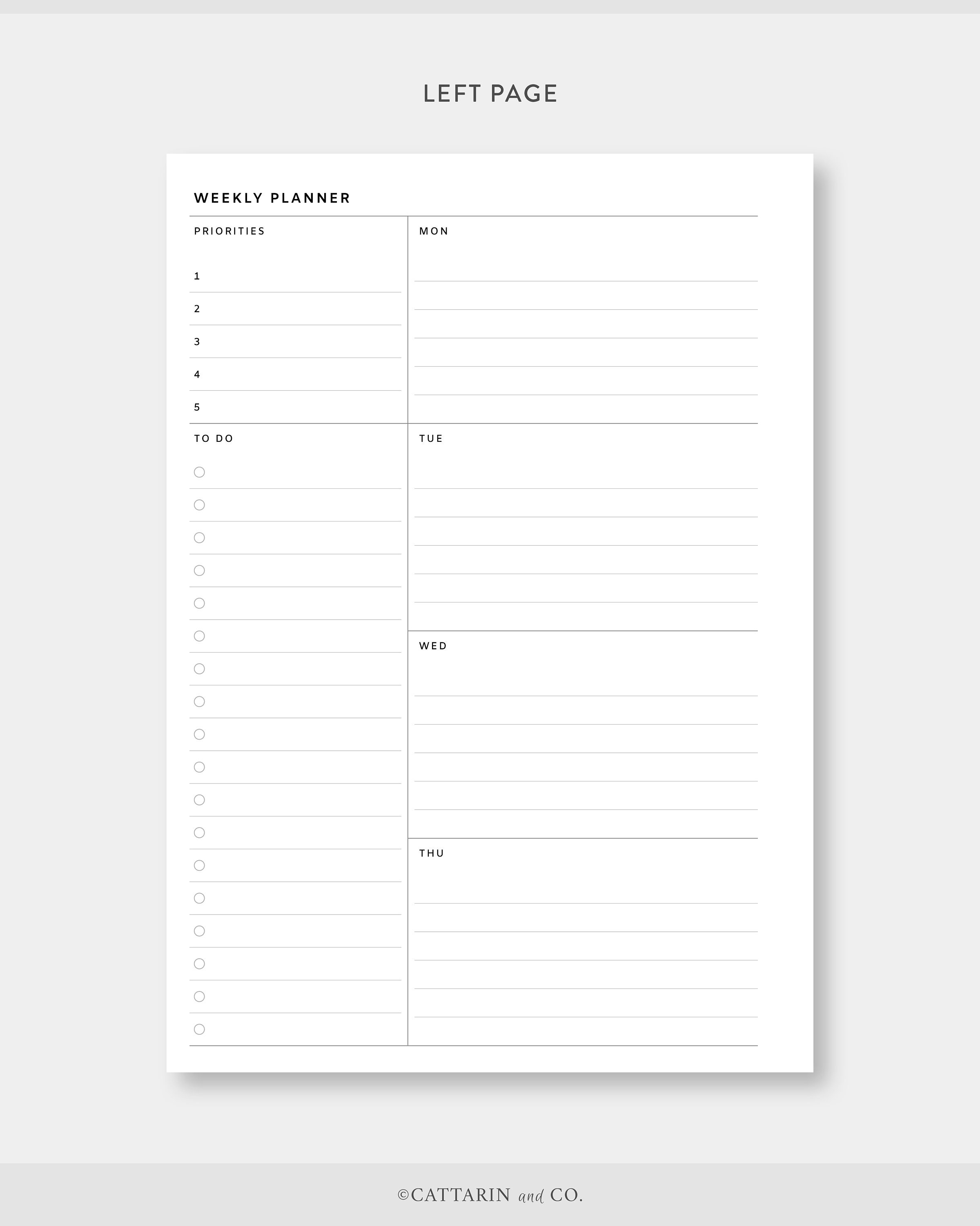 A5, Weekly Planner Printable | Week on Two Pages | Effective to Do List ...