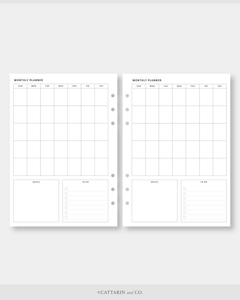 A5, Undated Monthly Planner Printable | Month on One Page | to Do List ...