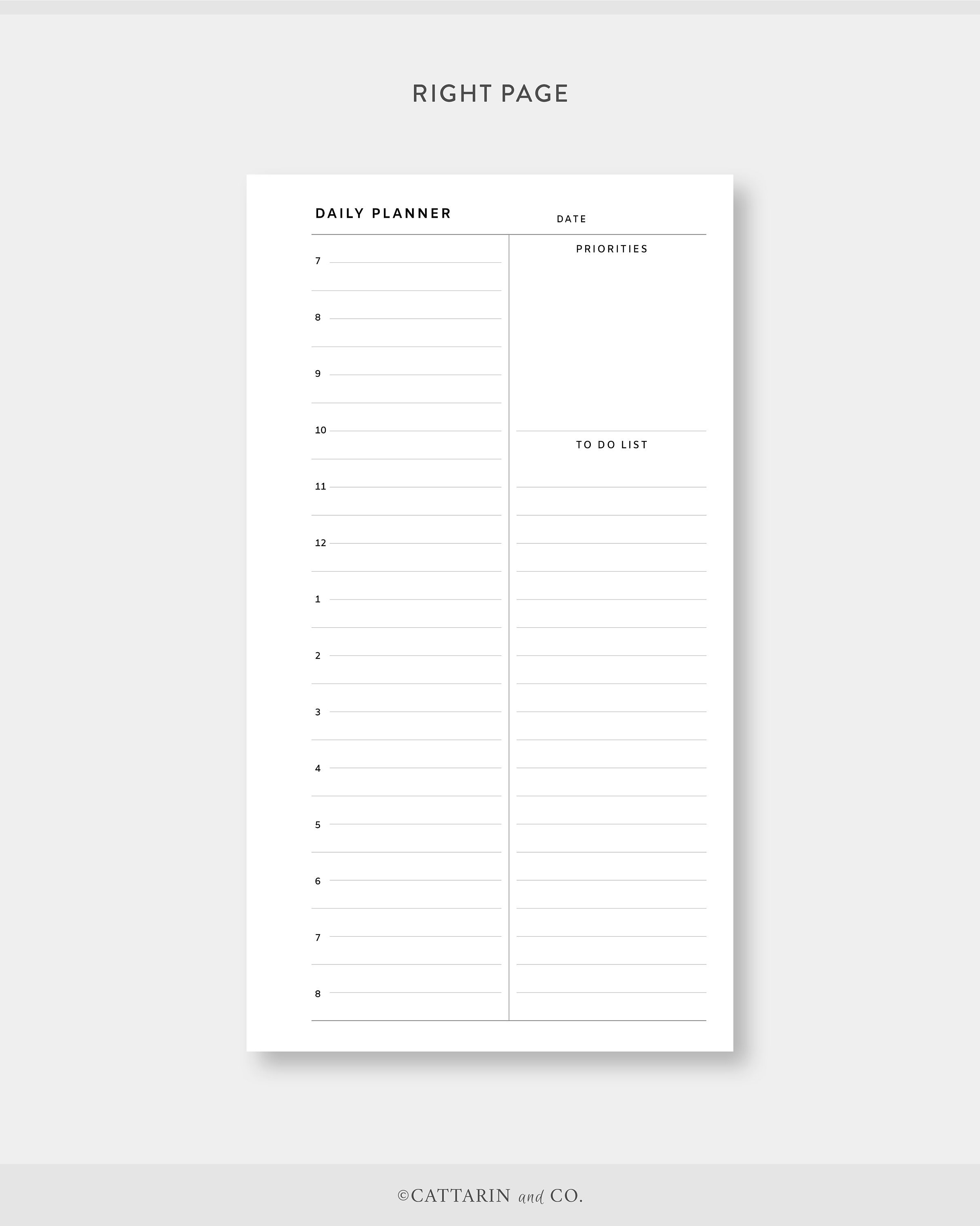 Personal, Half Hourly Daily Schedule Printable Day on One Page Undated ...