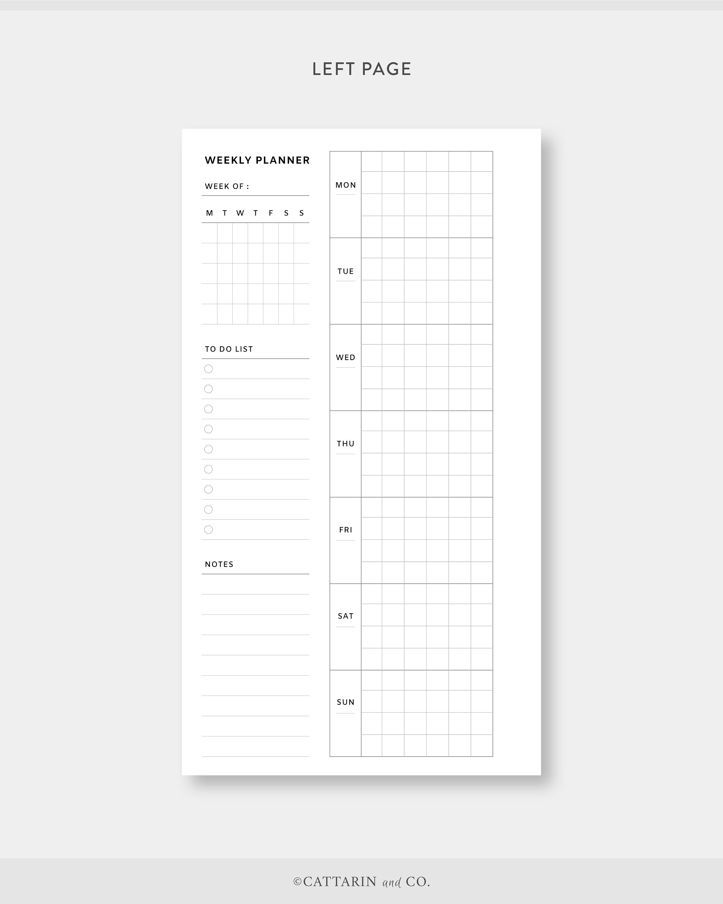 Personal Weekly Planner Printable Horizontal Grid Layout - Etsy