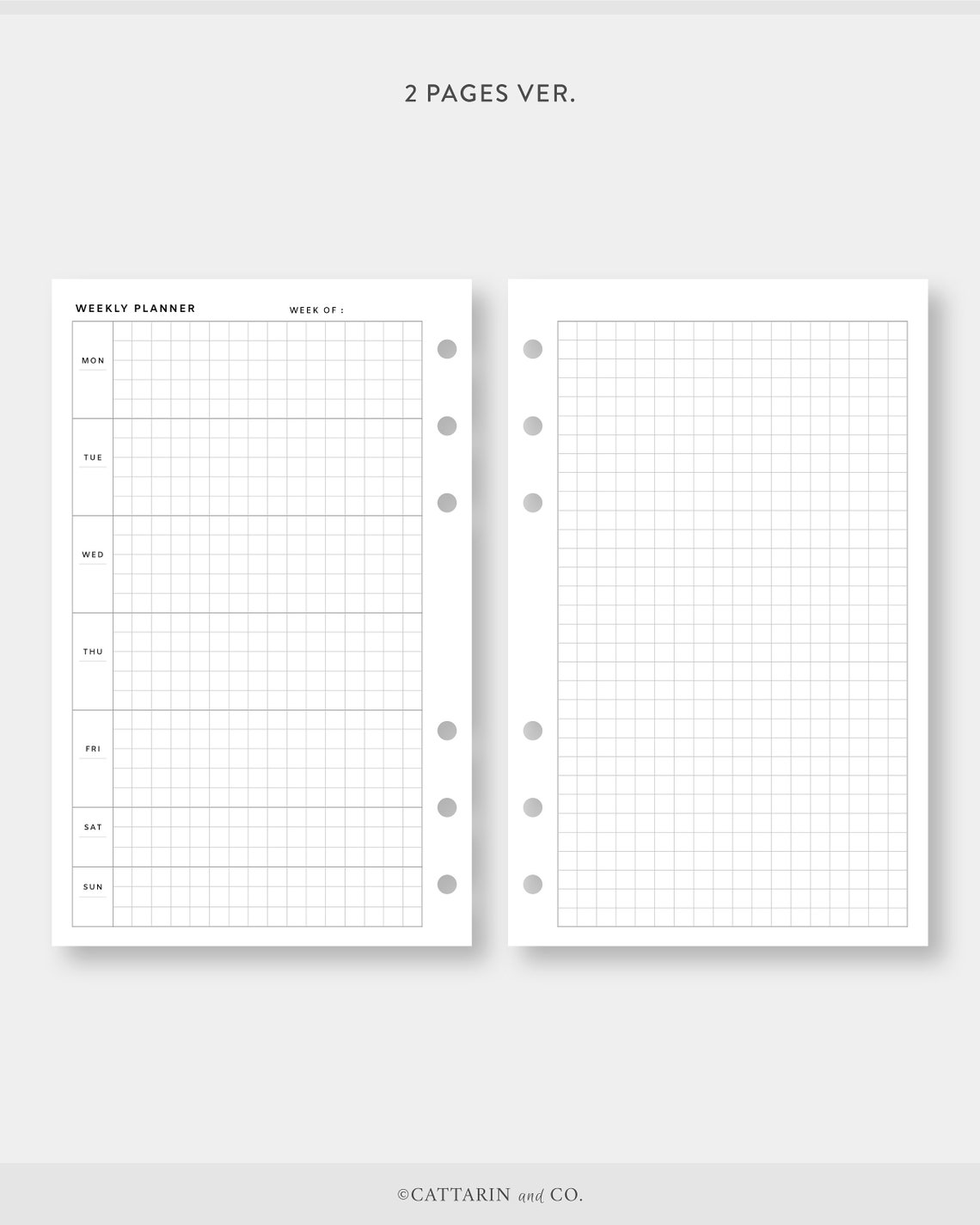 FC Compact Undated Weekly Planner Grid Paper Week on Two - Etsy
