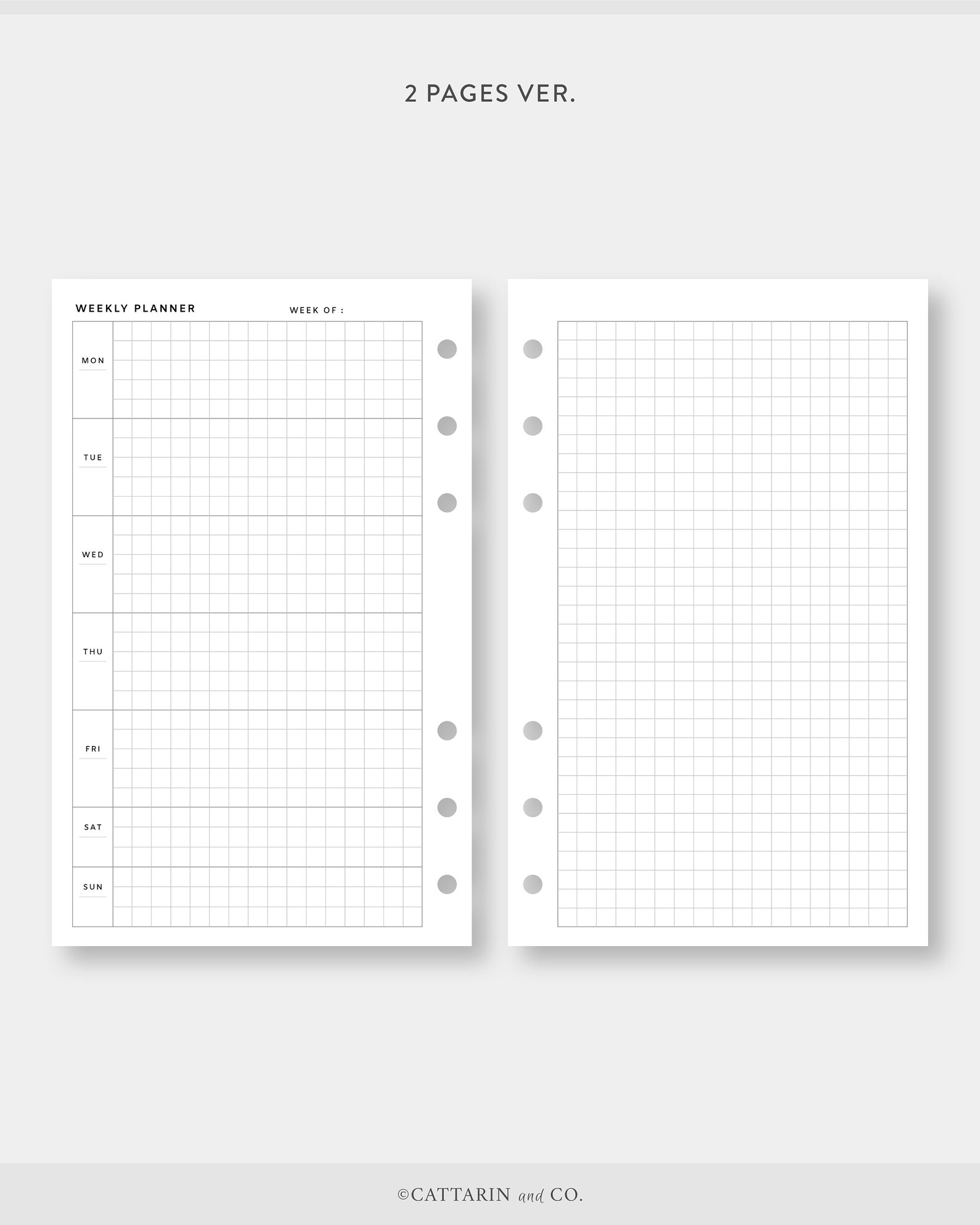 FC Compact Undated Weekly Planner Grid Paper Week on Two - Etsy