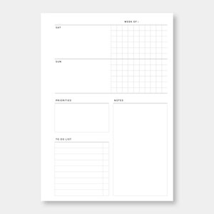 Personal Wide, Weekly Planner Printable | Monday - Friday Grid Layout ...