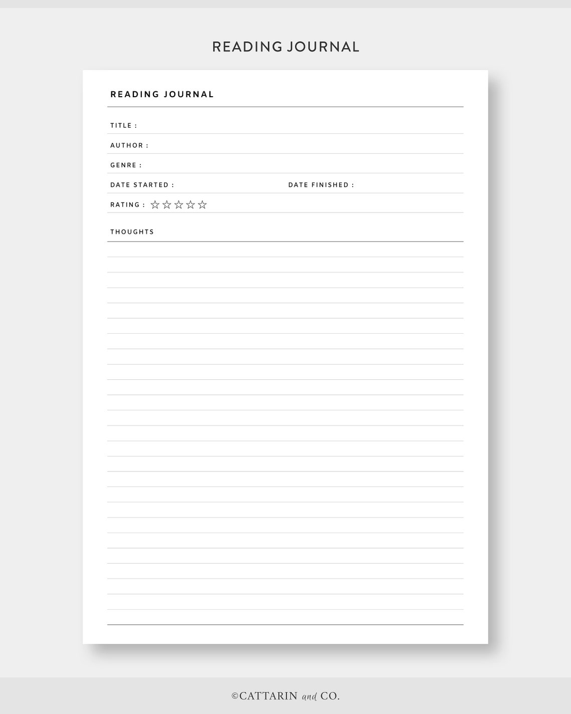 A4 | US Letter, Reading Journal, Log Printable Set | Book Review, List ...