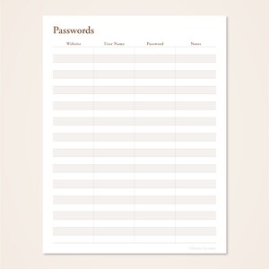 Password Tracker Printable Password Log Password Keeper A4, A5, US ...