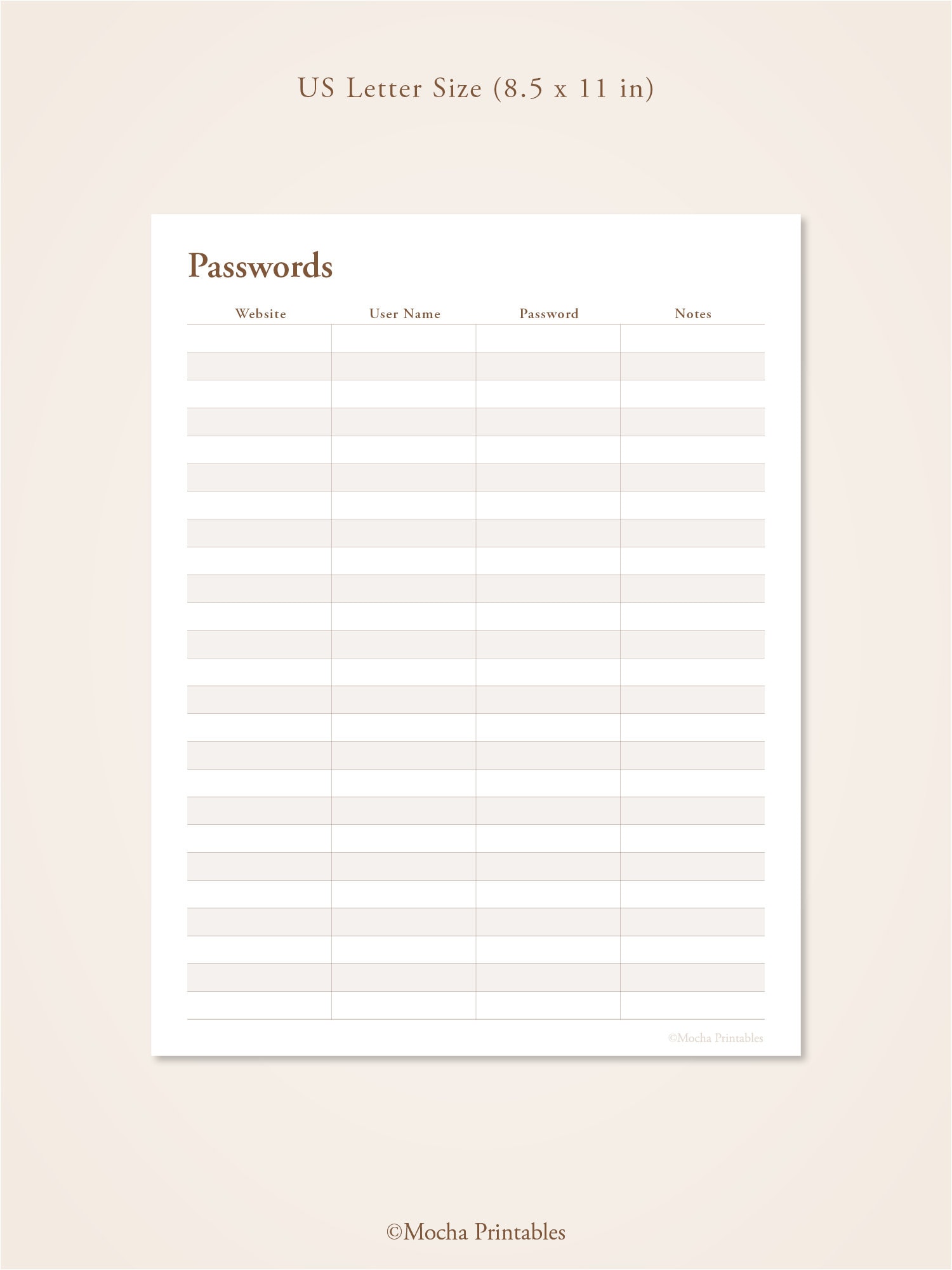 Password Tracker Printable Password Log Password Keeper A4, A5, US ...