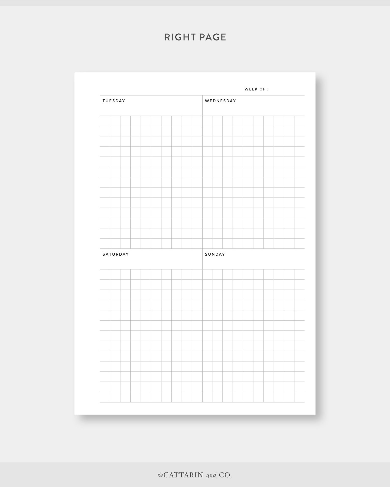 Personal Wide Weekly Planner Printable Vertical Grid Week | Etsy