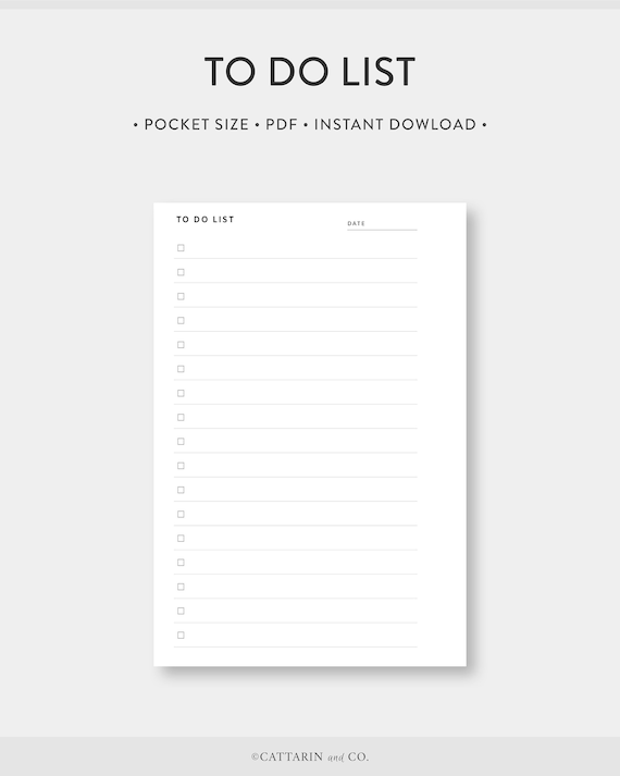 Pocket Daily to Do List Checklsit Day on One Page Undated | Etsy