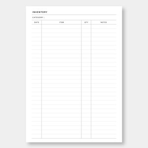 A4 | US Letter, Inventory Tracker Printable | Inventory Log List ...