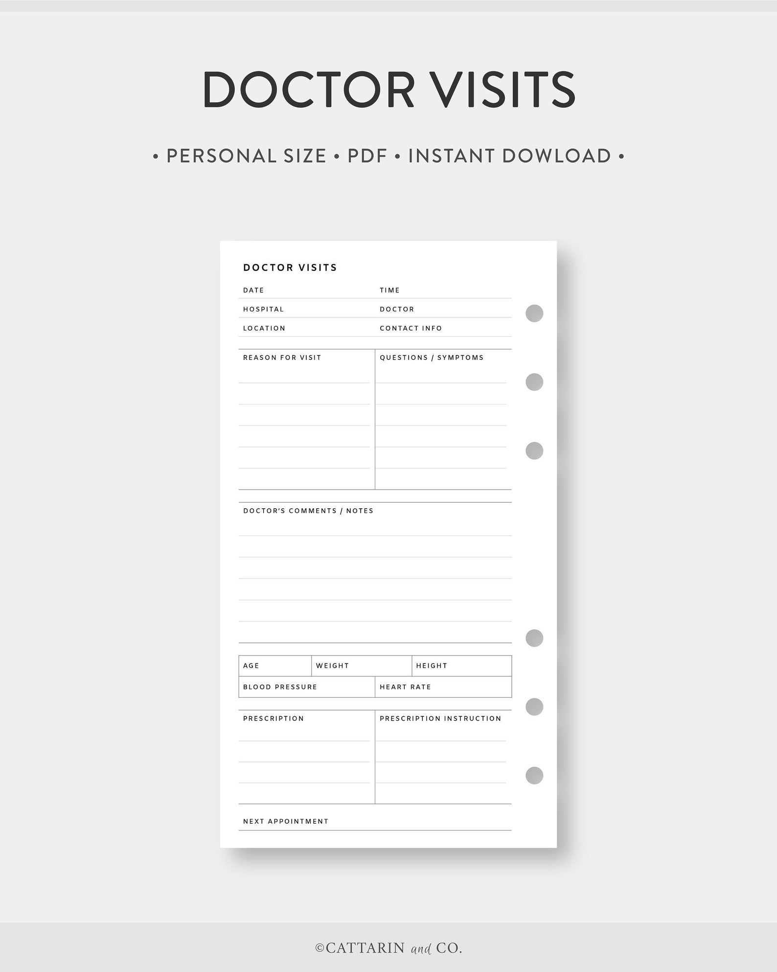 Personal, Doctor Visits Printable | Doctor Visit Log, Medical ...