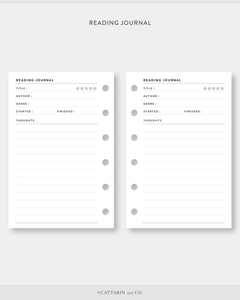 Pocket, Reading Journal, Log Printable Set | Book Review, List | Simple ...