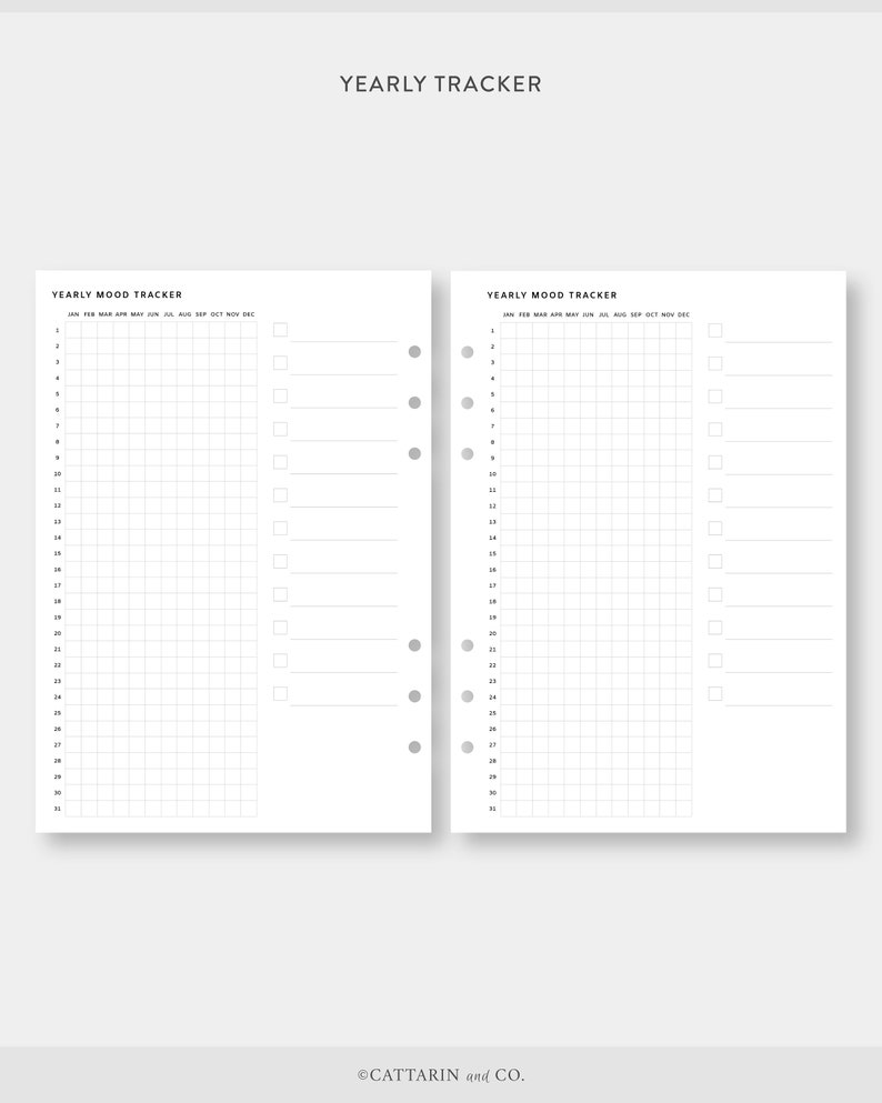 A5, Mood Tracker Printable Monthly, Yearly Mood Chart, Emotional ...