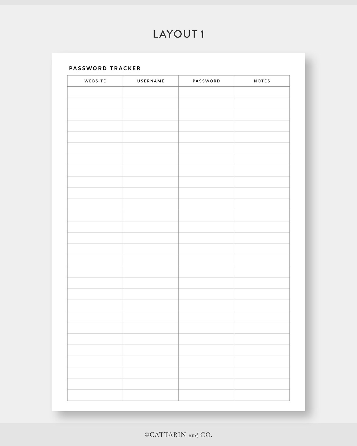 A4 US Letter, Password Tracker Printable Fillable. Editable PDF ...