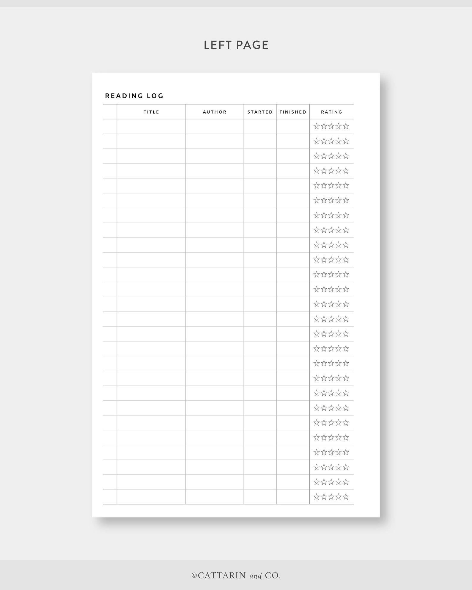 Half, Reading Journal, Log Printable Set Book Review, List Simple ...