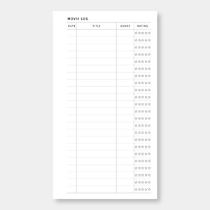Personal, Movie Log Printable | Movies to Watch | Movie Tracker, Cinema ...