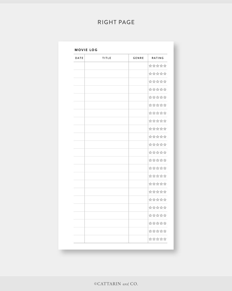 Personal, Movie Log Printable | Movies to Watch | Movie Tracker, Cinema ...