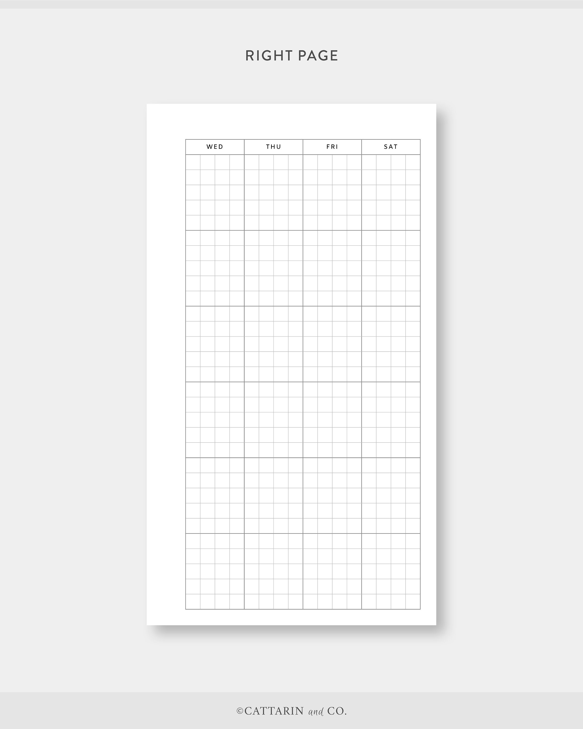 Personal, Grid Monthly Planner Printable Calendar Month on Two Pages ...