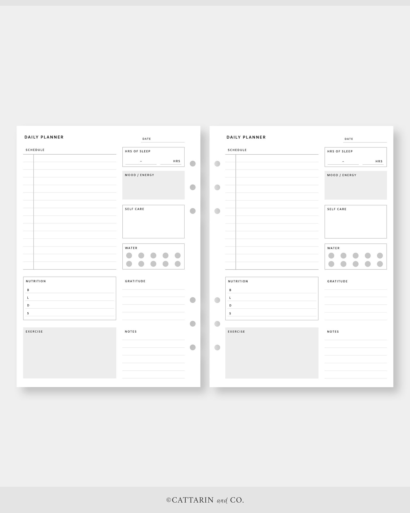 A5, Wellness Daily Planner Printable | Day on One Page | Undated ...