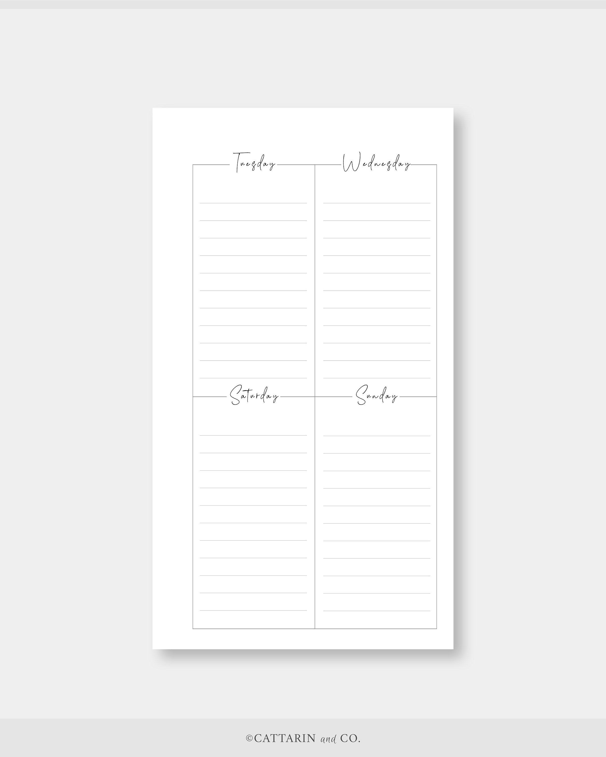 Personal, Weekly Planner Printable Week on Two Pages Wo2p Undated ...