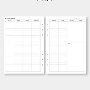 A5, Weekly Teacher Lesson Planner Printable | Undated Template Journal ...