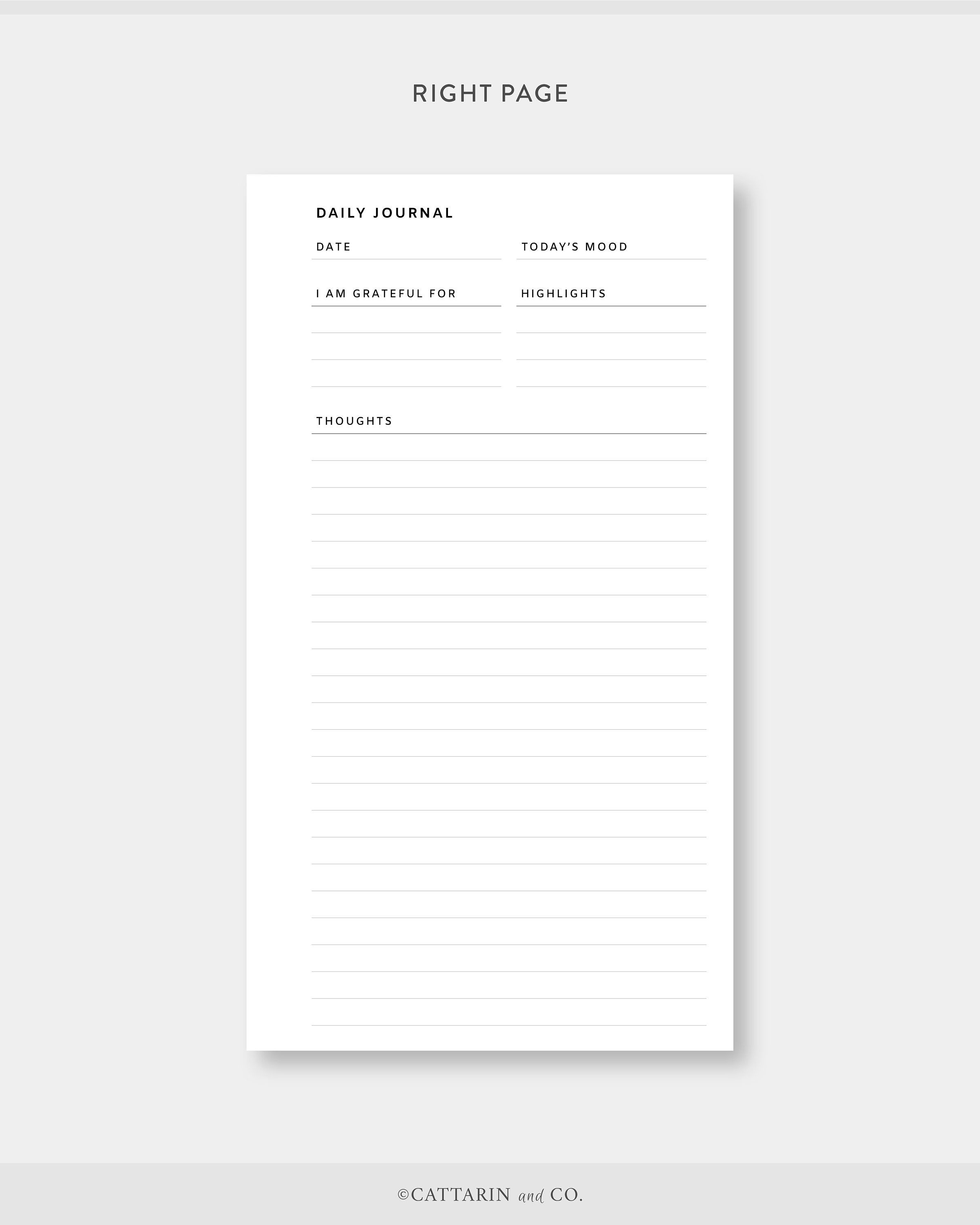 Personal Daily Journal Printable Lined Daily Diary Template - Etsy