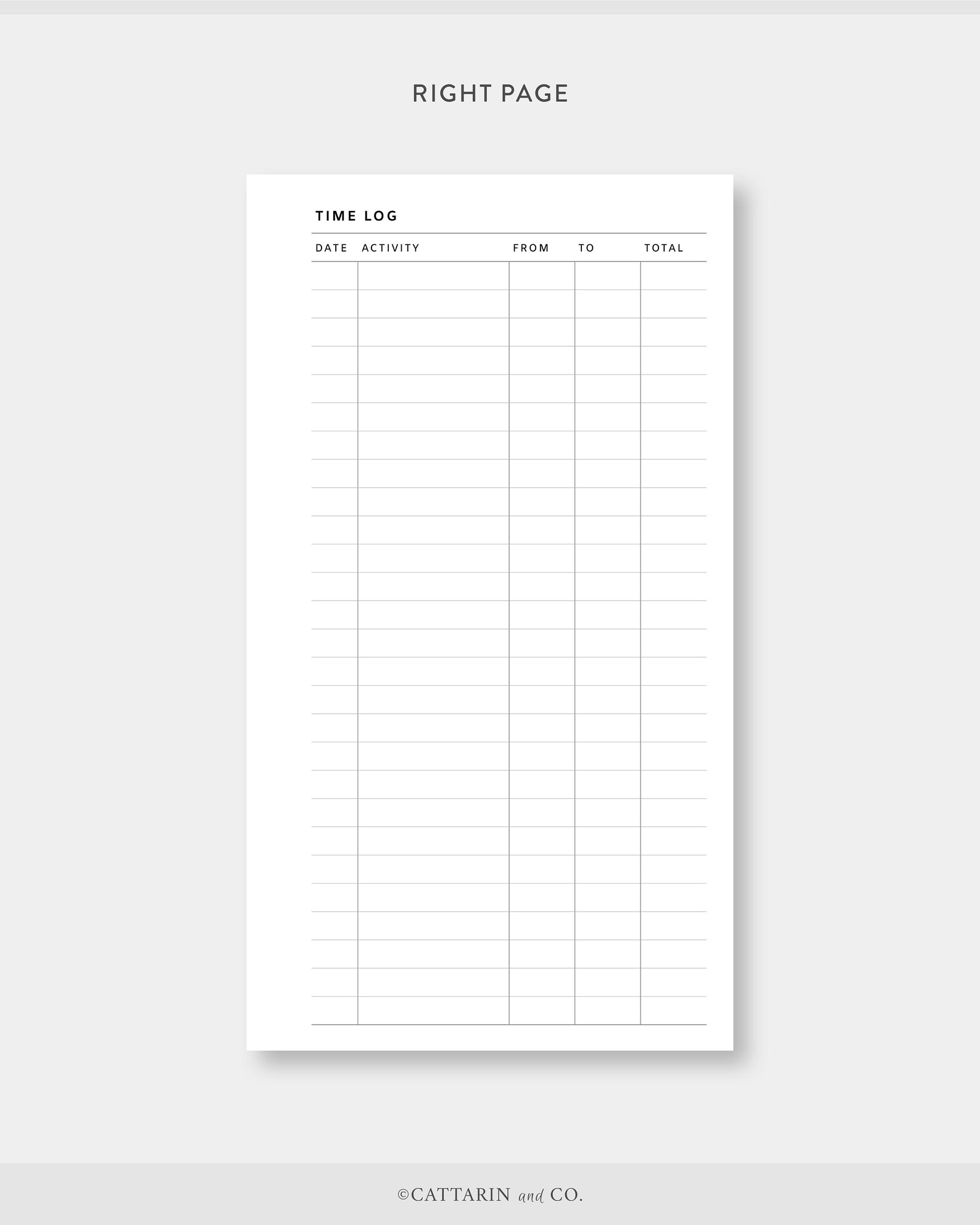 Personal, Work Time Log Printable | Simple Time Sheet Tracker Template ...