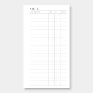 Personal, Work Time Log Printable | Simple Time Sheet Tracker Template ...
