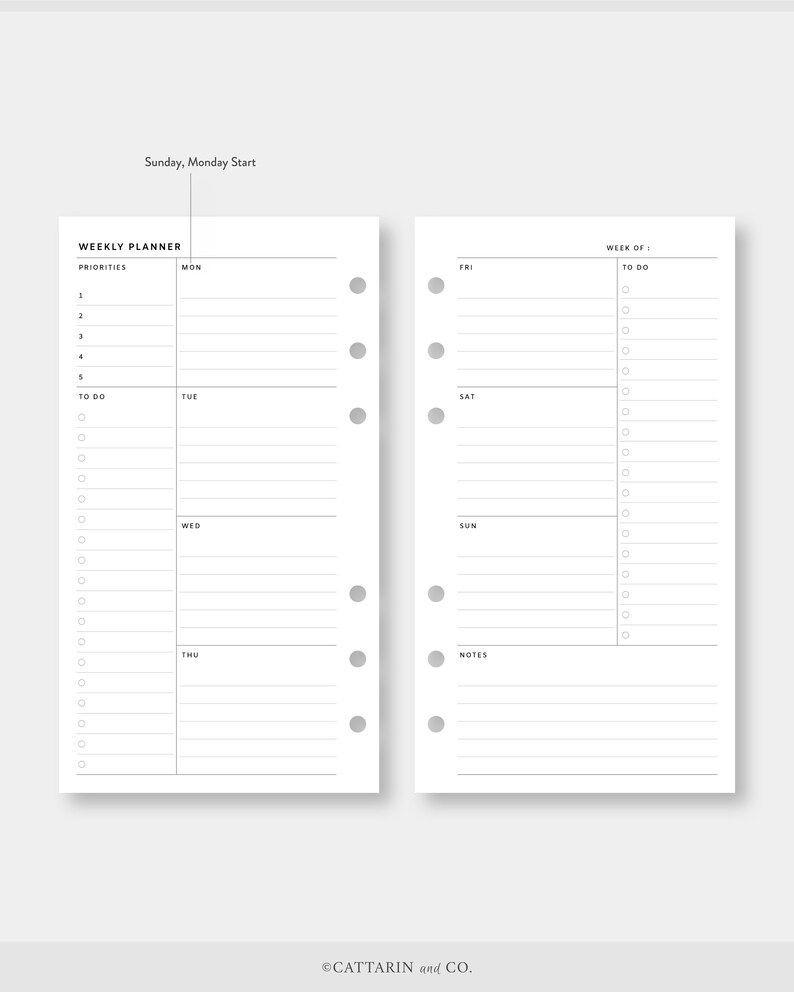 Personal Weekly Planner Printable Week on Two Pages - Etsy