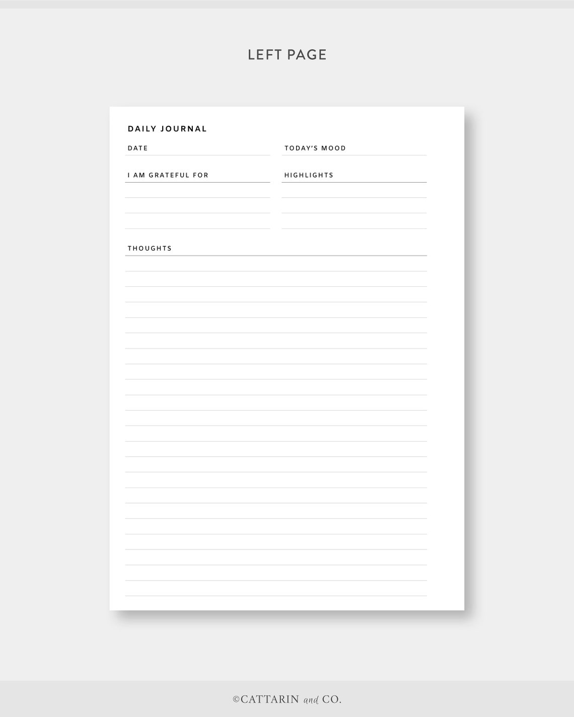Personal Wide, Daily Journal Printable | Lined Daily Diary Template ...