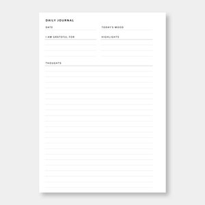 Personal Wide, Daily Journal Printable | Lined Daily Diary Template ...