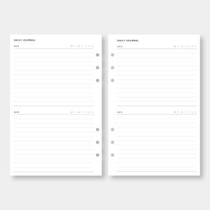 Half Letter, 2D1P Daily Journal | Lined Daily Planner Printable ...
