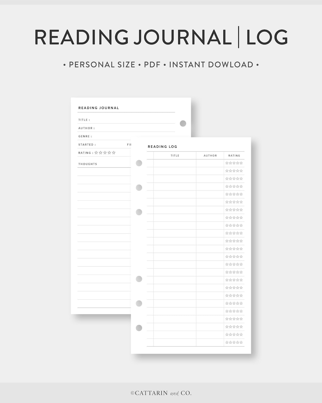 Personal, Reading Journal, Log Printable Set | Book Review, List ...