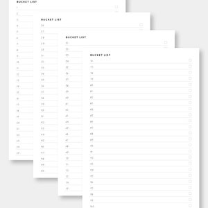 A4 | US Letter, Bucket List Printable | 100 Bucket List Template, to Do ...