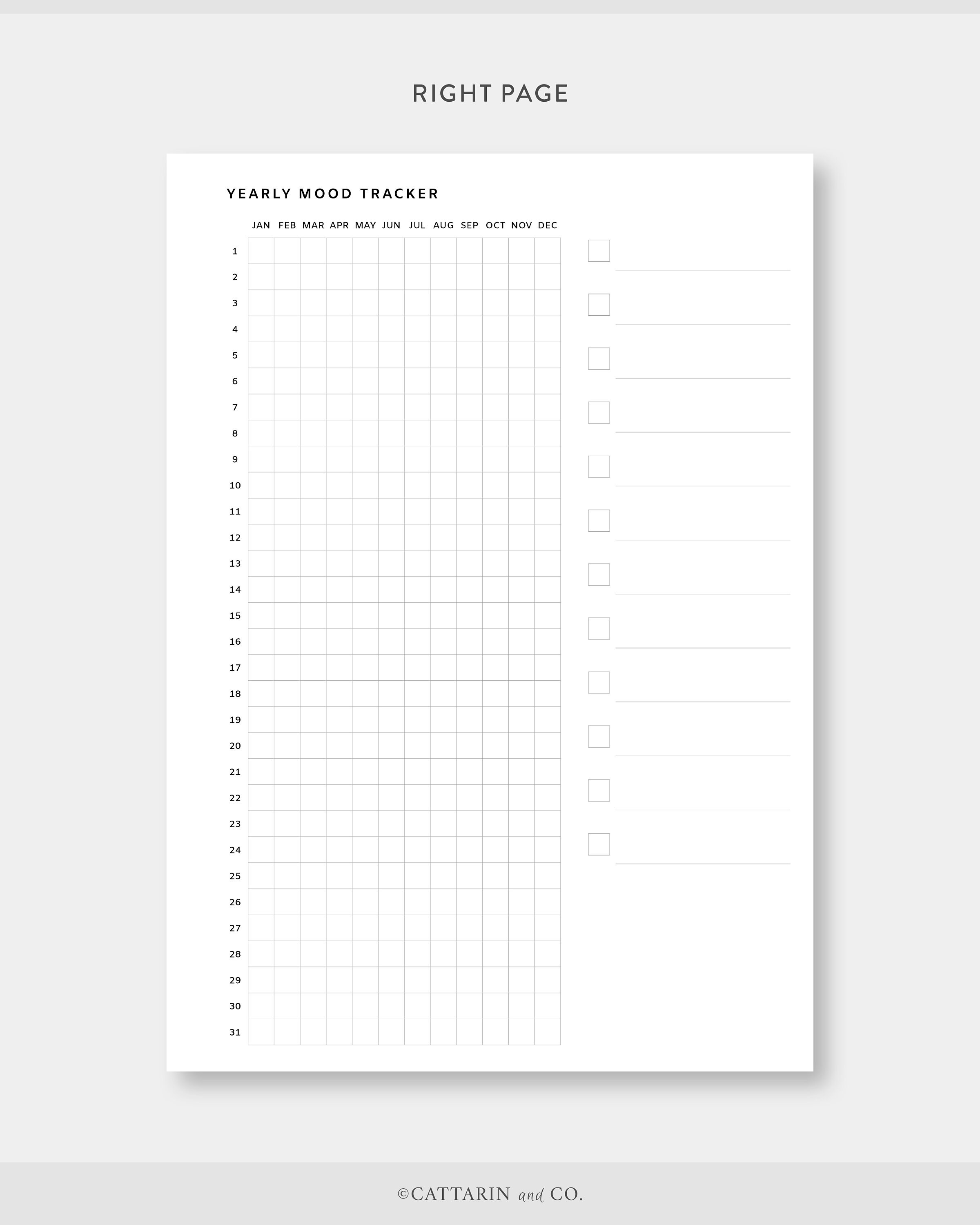 A5, Mood Tracker Printable Monthly, Yearly Mood Chart, Emotional ...