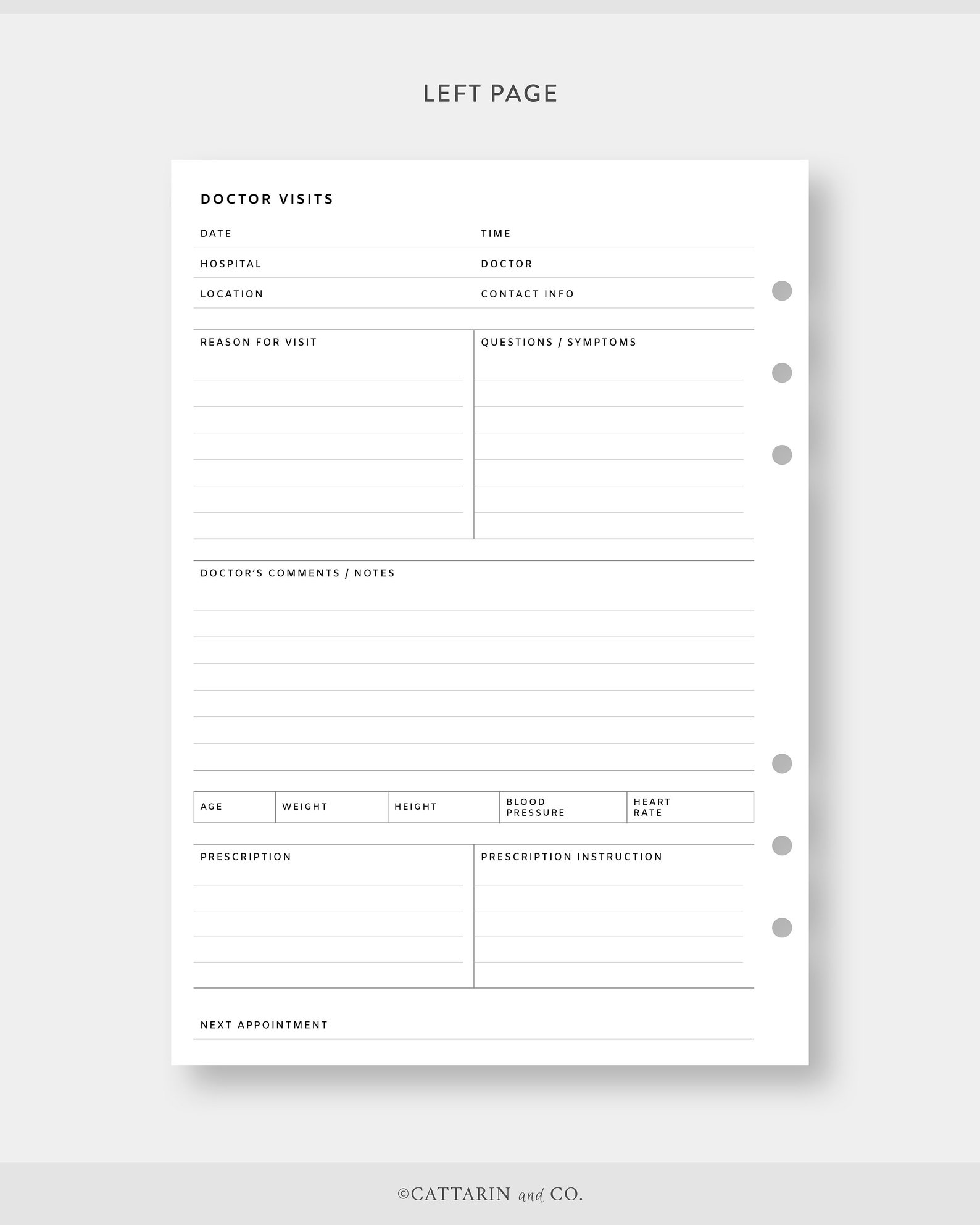 A5, Doctor Visits Printable | Doctor Visit Log, Medical Appointment ...