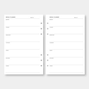 Half Letter, Weekly Planner Printable | Week on One Page | Undated ...