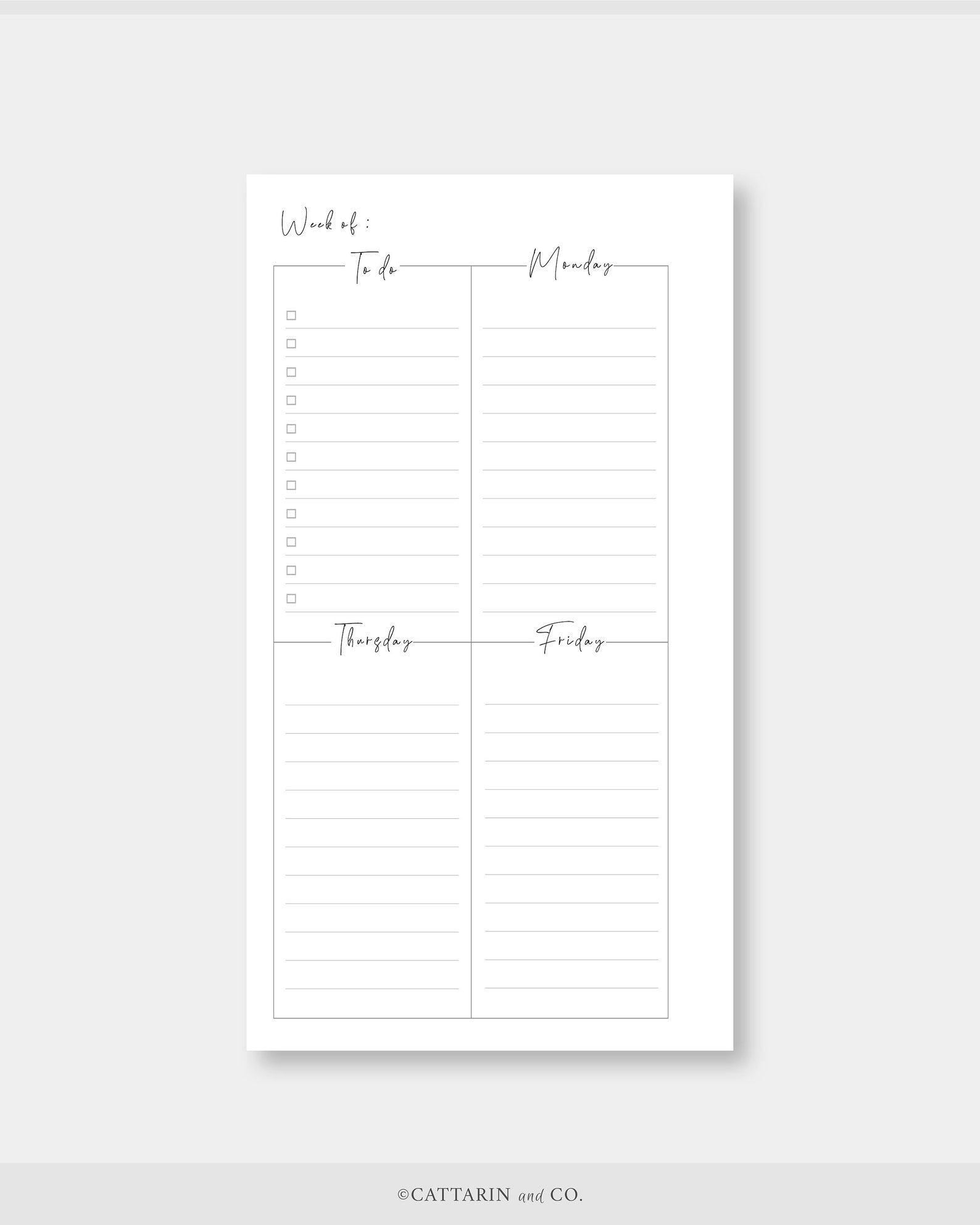 Personal, Weekly Planner Printable | Week on Two Pages Wo2p | Undated ...