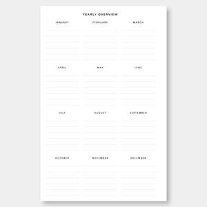 Half Letter, Yearly Overview Printable | Year at a Glance | Annual ...