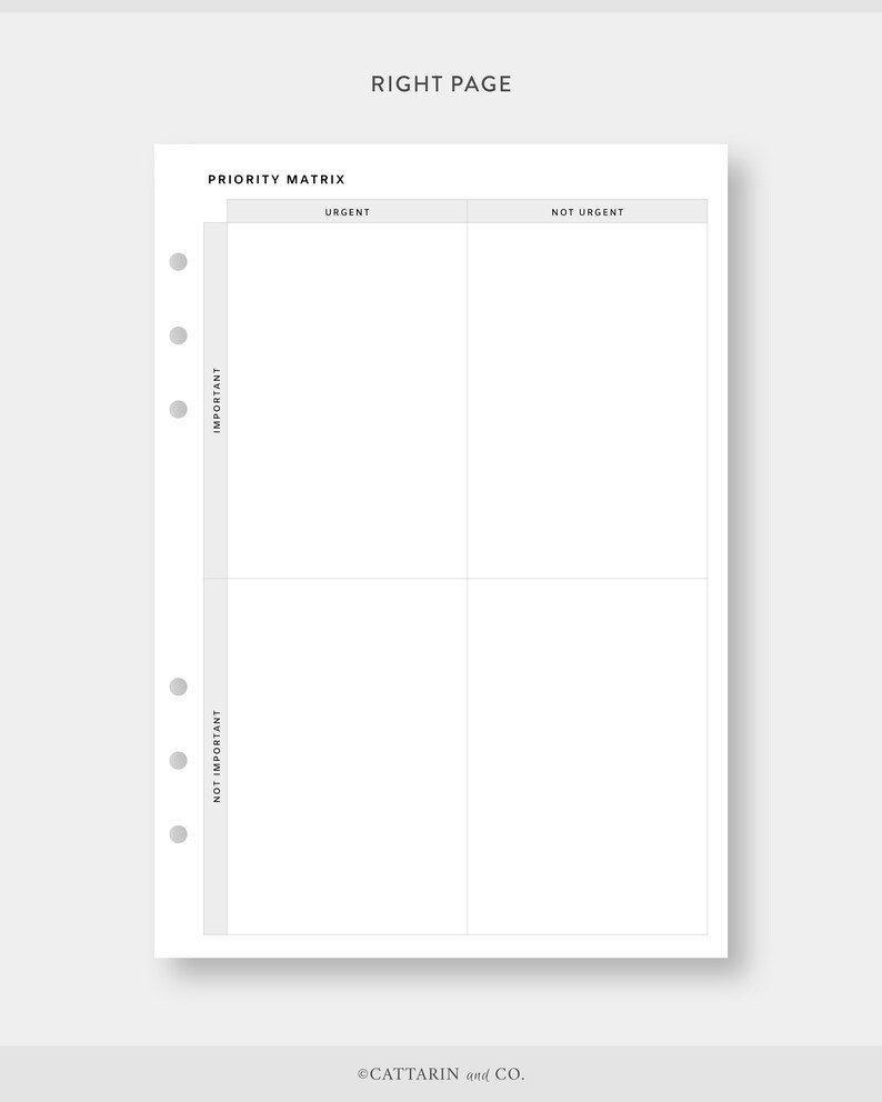 A5, Priority Matrix Printable | Urgent, Important to Do List | Decision ...