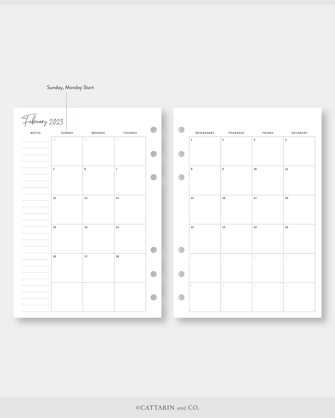 Personal Wide 2022 2023 Monthly Planner Printable Calendar - Etsy