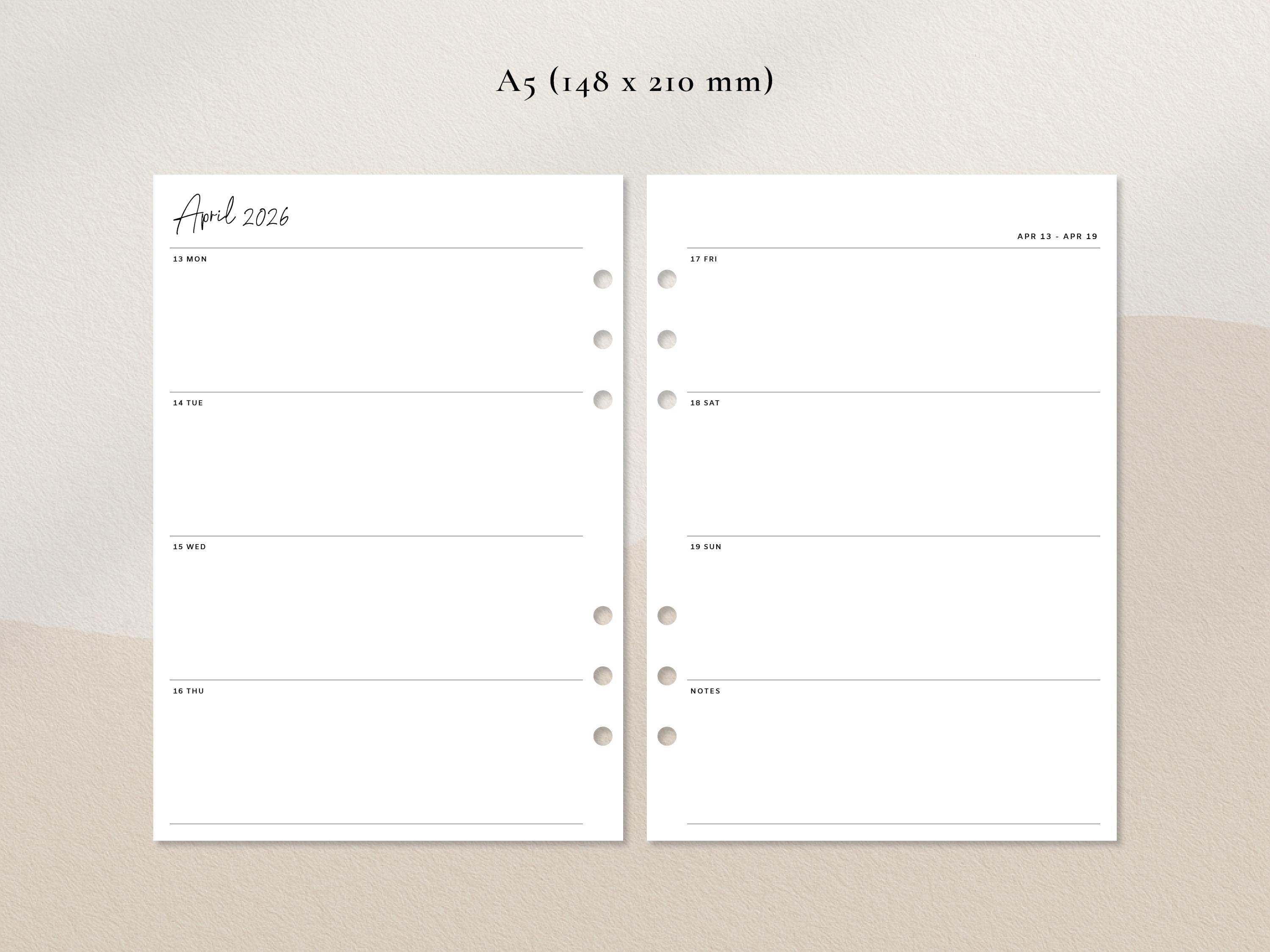 2026-2027 Weekly Planner Printable | Week on Two Pages | A4, A5, US ...
