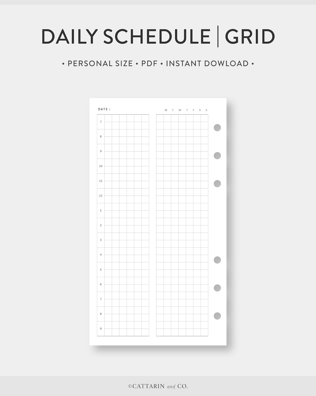 Personal, Daily Planner Printable, Grid Notes | Day on One Page ...