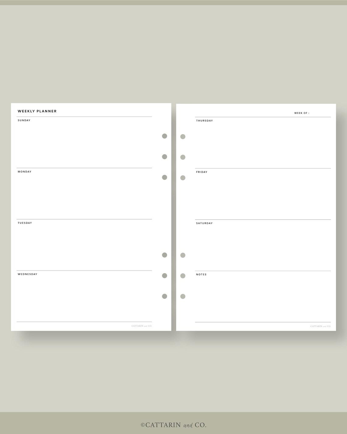 A6 Weekly Planner Printable Week on Two Pages Undated | Etsy